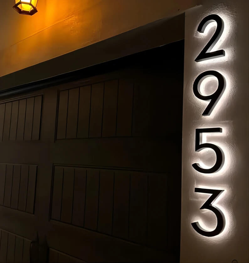 Modern Vertical Address Plaques - Illuminated House Numbers ...