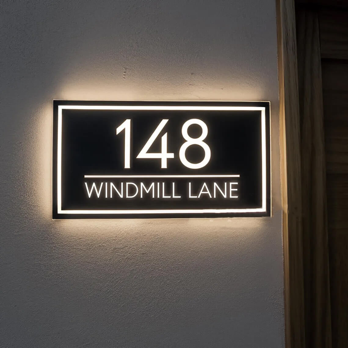 Horizontal Illuminated Rectangular Address Plaque - Modern Numbers ...