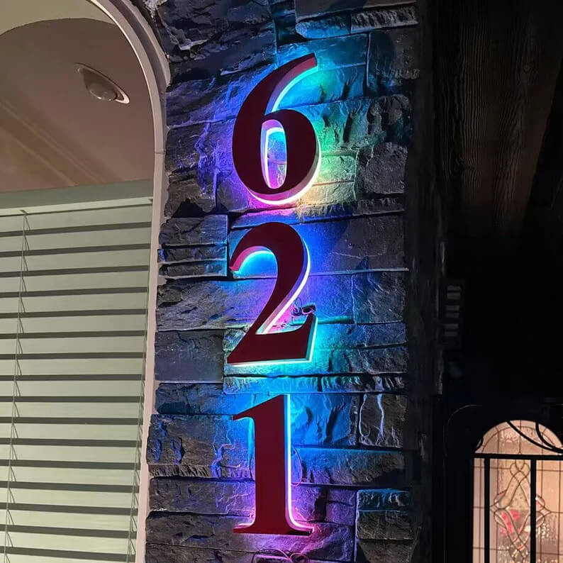 Outdoor Lighted House Numbers - Luminous Address Display ...