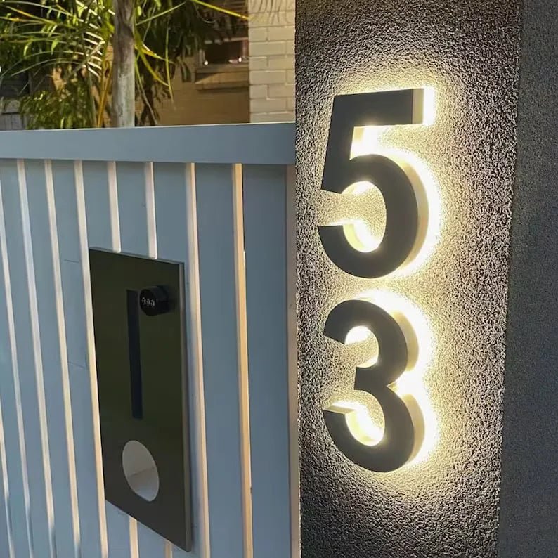 Customizable Lighted House Numbers Address Plaques 3D Backlit Number Customizable Lighted House Numbers Address Plaques 3D Backlit Number