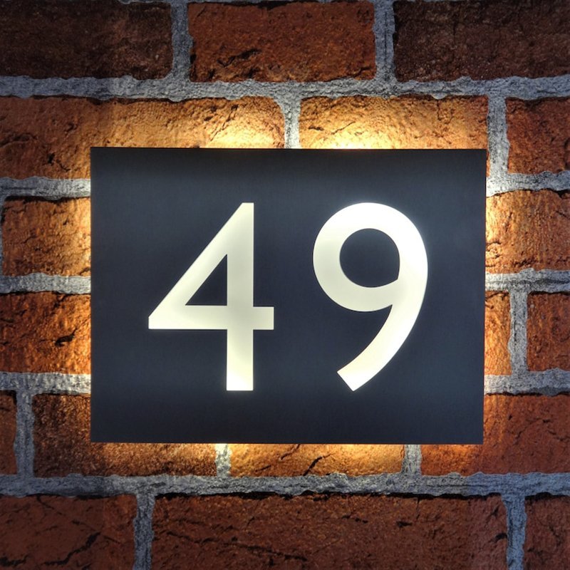 Illuminated House Number Plaque - Solar Powered Address Plaque ...