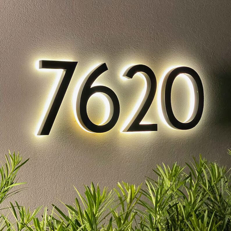 Modern House Numbers | Exterior Illuminated House Numbers ...