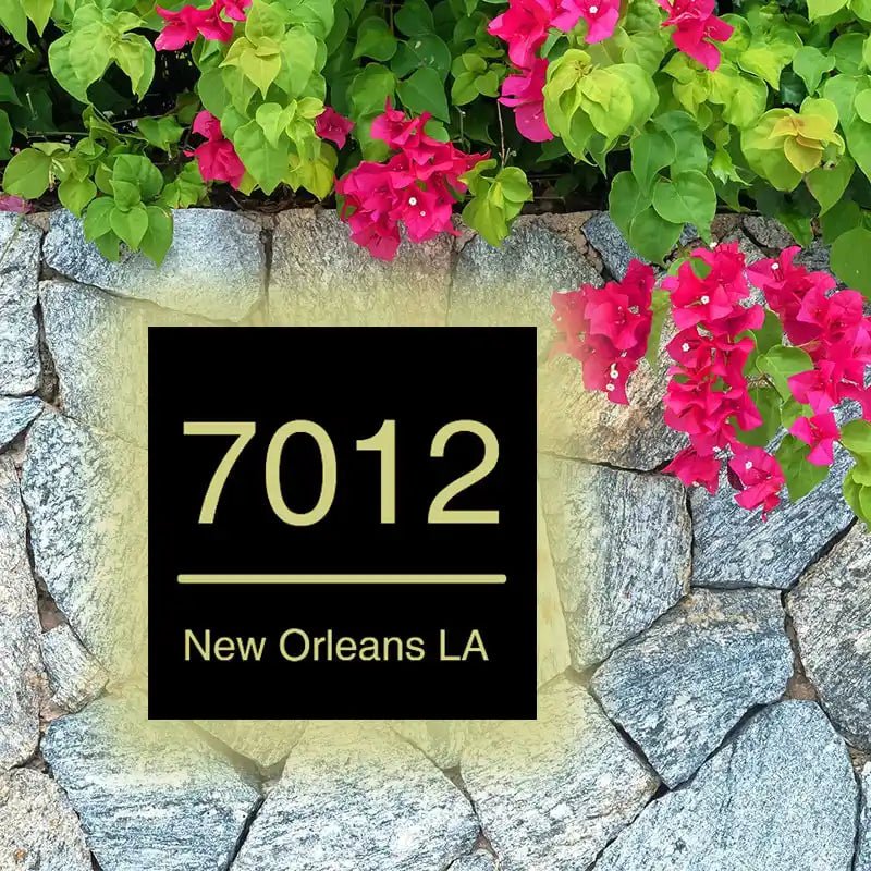 Outdoor Square Address Plaques - Black Square House Numbers ...