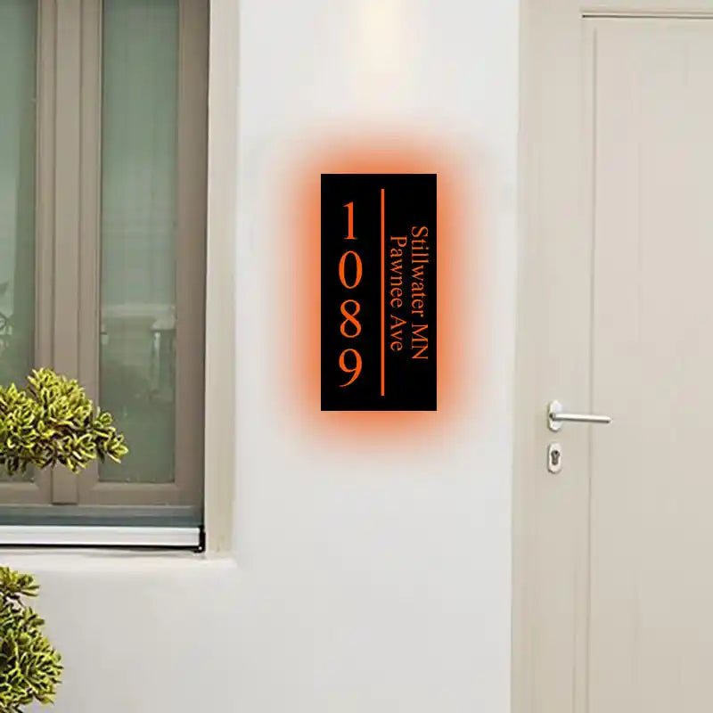 Solar Powered Outdoor House Number Plaque - Metal Sign ...