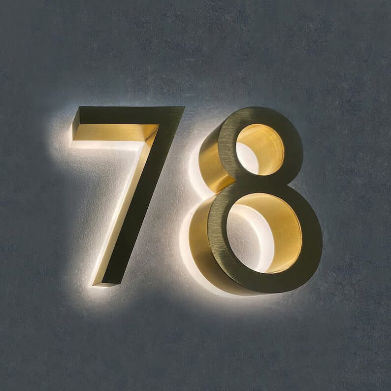 Illuminated House Numbers - Lighted House Numbers Brush Effect ...